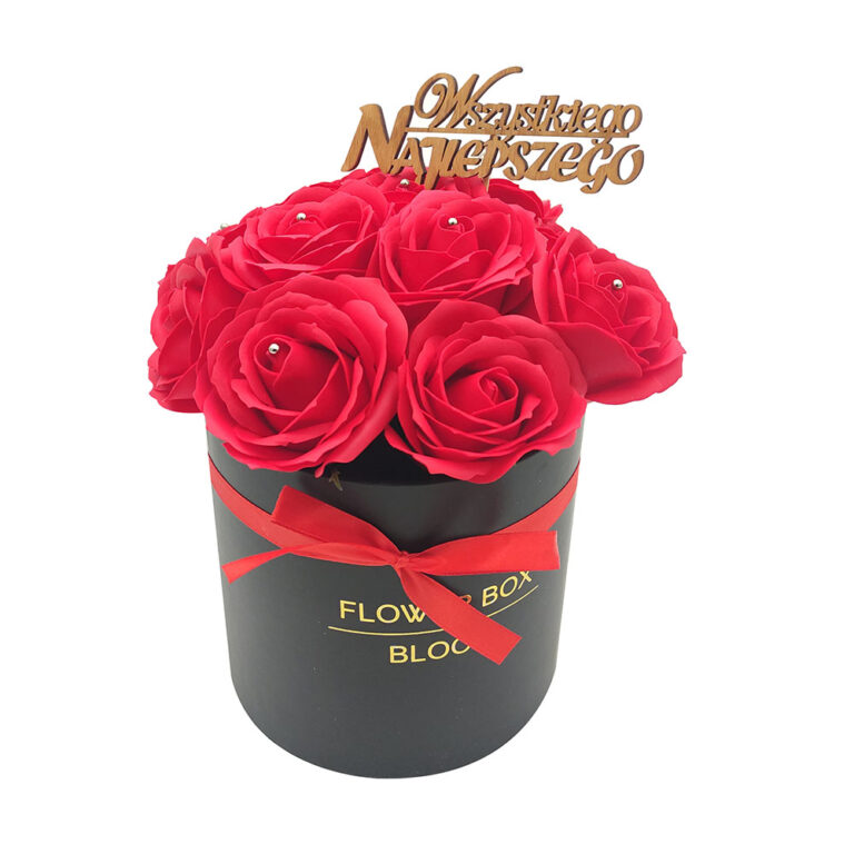 FLOWER BOX – BUKIET Z MYDLANYCH RÓŻ – CZERWONE – MAZUR SPA
